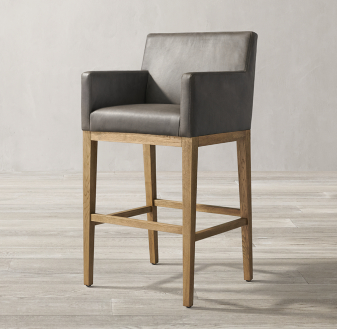 Morgan Track Arm Leather Bar & Counter Stool