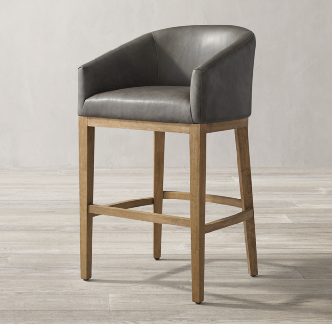Morgan Barrelback Slope Leather Bar & Counter Stool