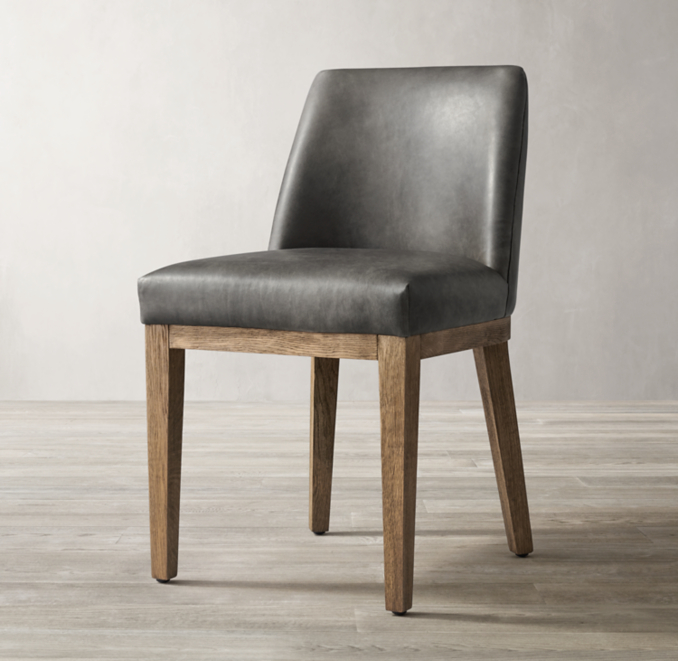 Morgan Curved-Back Leather Dining Side Chair