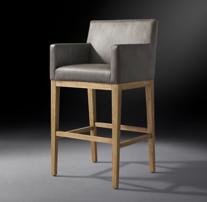 Morgan Track Arm Leather Bar & Counter Stool | RH