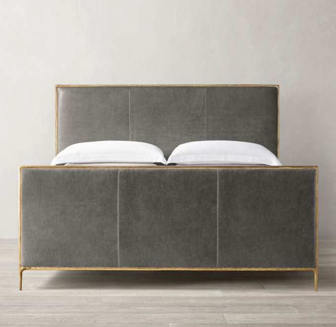Thaddeus Leather Panel Bed with Footboard