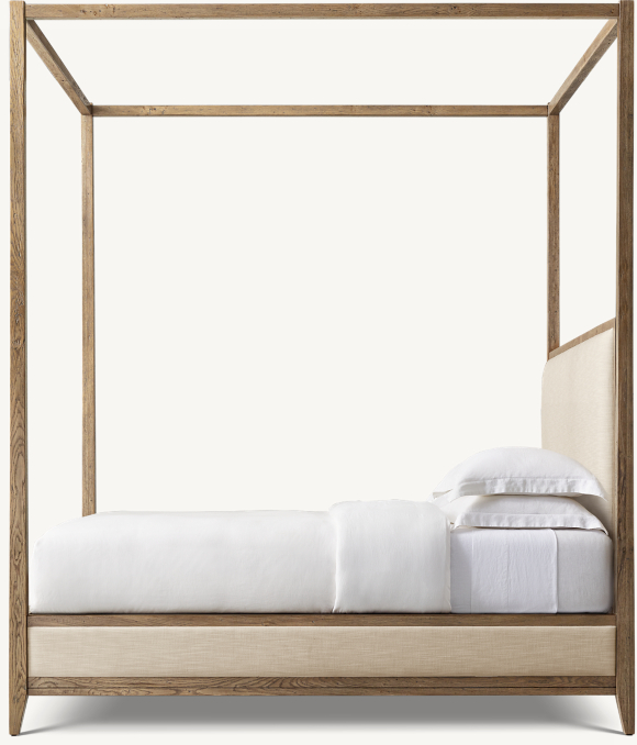 Cayden Campaign Fabric Panel Canopy Bed | RH