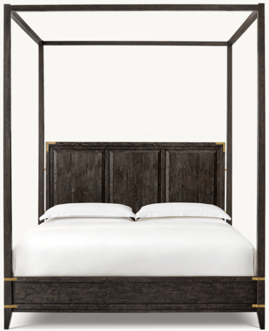 Cayden Campaign Panel Canopy Bed with Corner Brackets