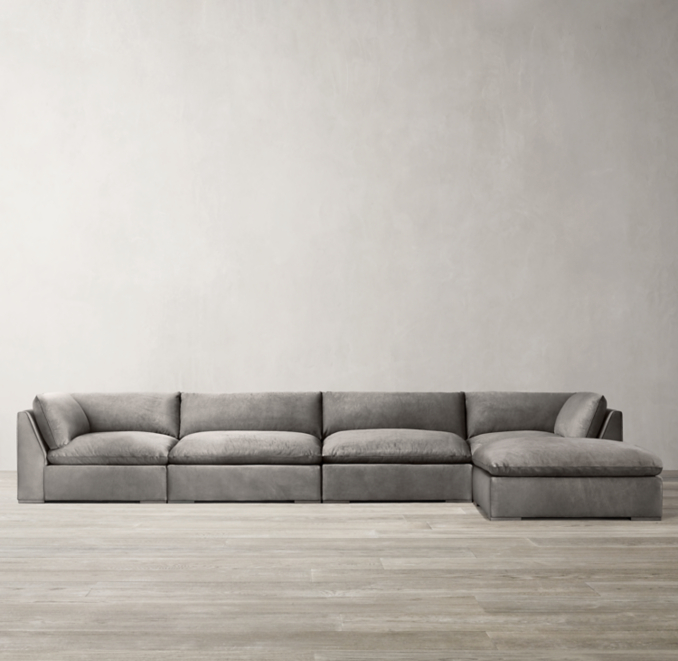 Costera Modular Leather Right-Arm Sofa-Chaise Sectional