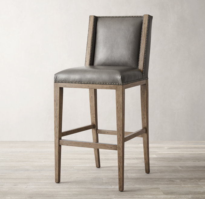 Ames Leather Armless Bar & Counter Stool