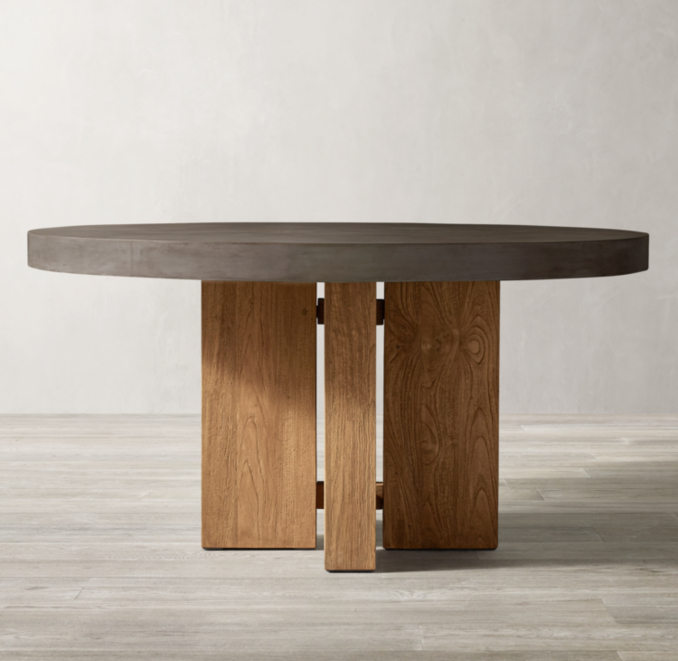 Solano Concrete & Teak Round Dining Table