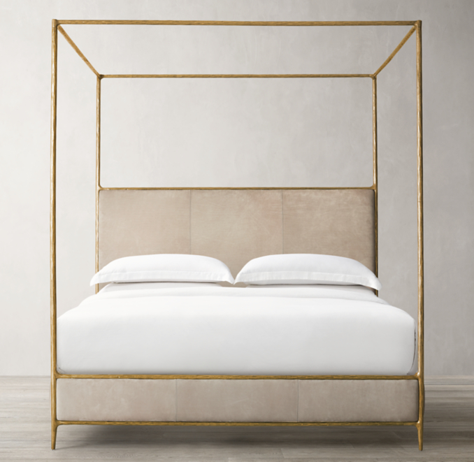 Thaddeus Leather Panel Canopy Bed