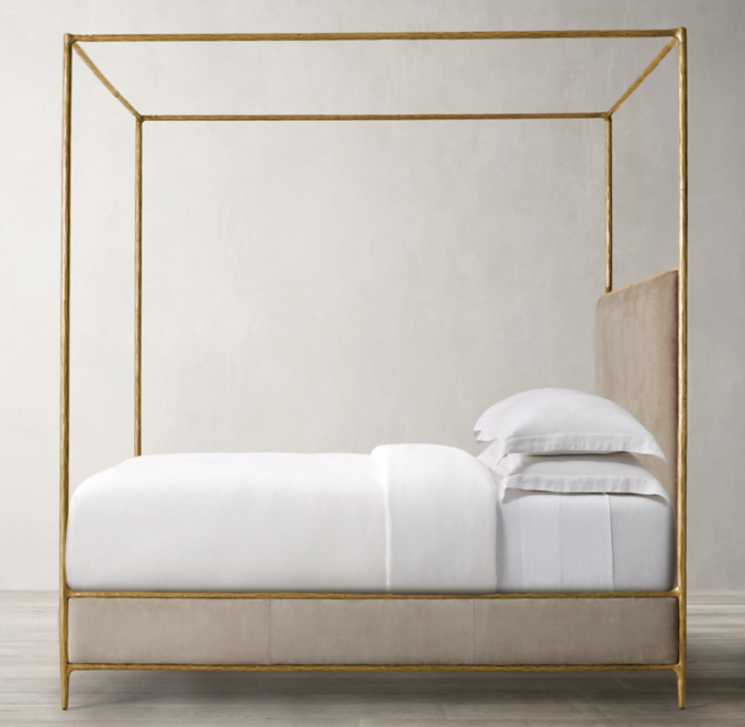 Thaddeus Leather Panel Canopy Bed