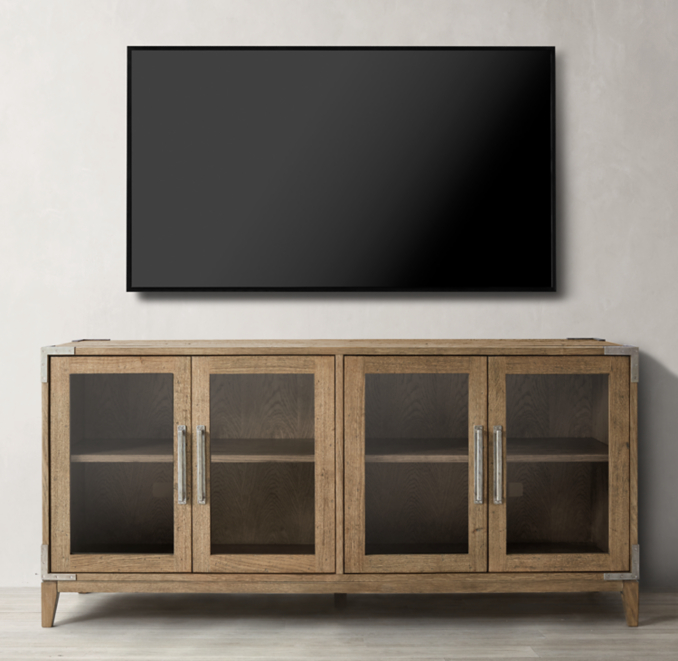 Cayden Campaign Glass 4-Door Media Console