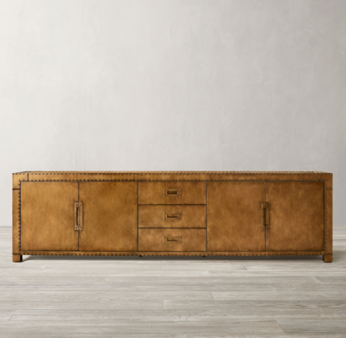 Orsay Brass Clad 4-Door Media Sideboard with Drawers