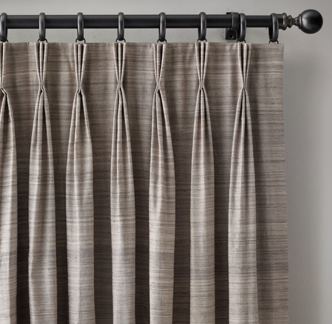 Custom Raw Silk 3-Fold French Pleat Drapery
