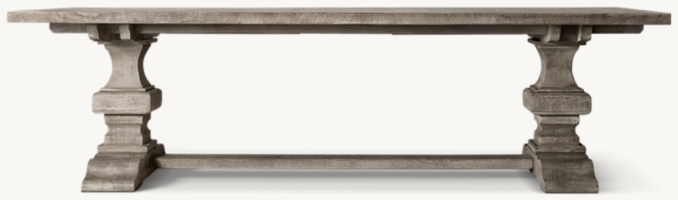 Reclaimed Oak Baluster Rectangular Extension Dining Table | RH