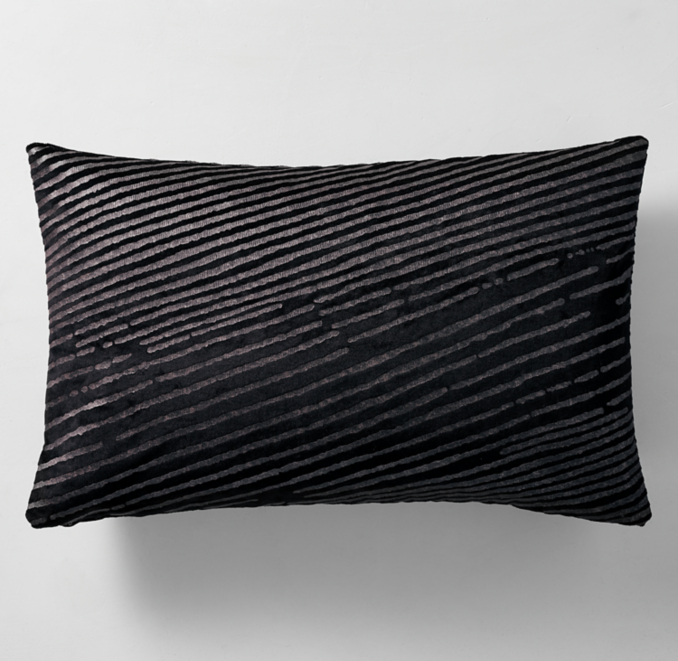 Ratti Hand-Screened Velvet Diagonal Pillow Cover - Lumbar