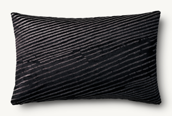 Ratti Hand-Screened Velvet Diagonal Pillow Cover - Lumbar | RH