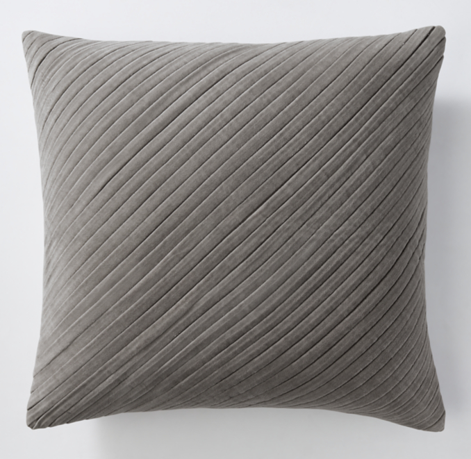 Tucked Cotton Velvet Diagonal Pillow Cover - Square