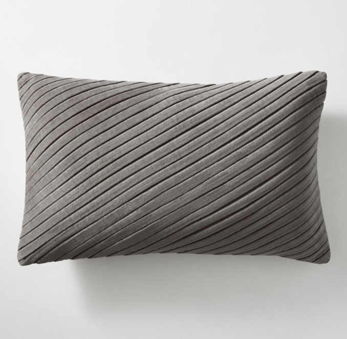 Tucked Cotton Velvet Diagonal Pillow Cover - Lumbar
