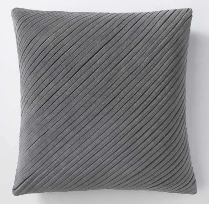 Tucked Cotton Velvet Diagonal Pillow Cover - Square