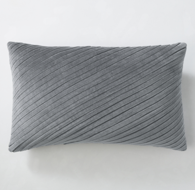 Tucked Cotton Velvet Diagonal Pillow Cover - Lumbar