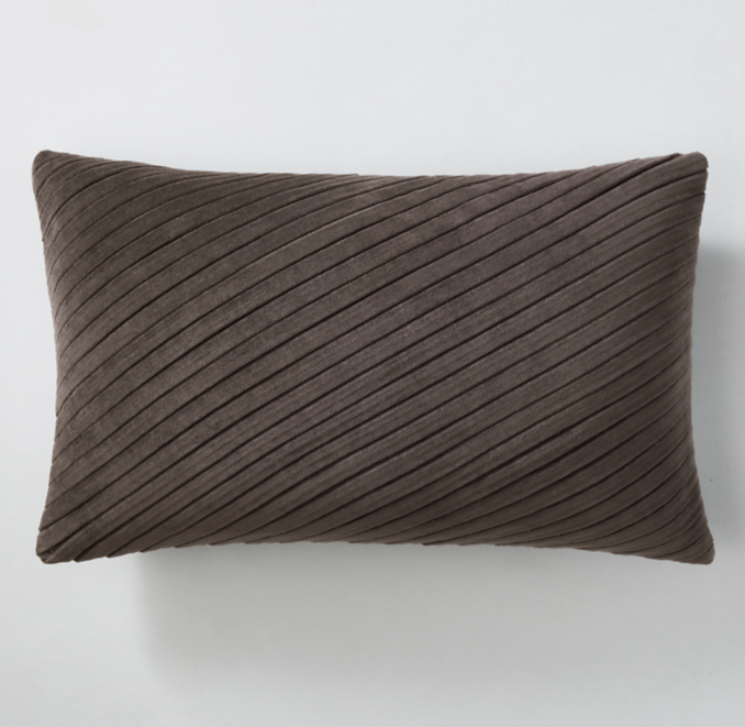 Tucked Cotton Velvet Diagonal Pillow Cover - Lumbar
