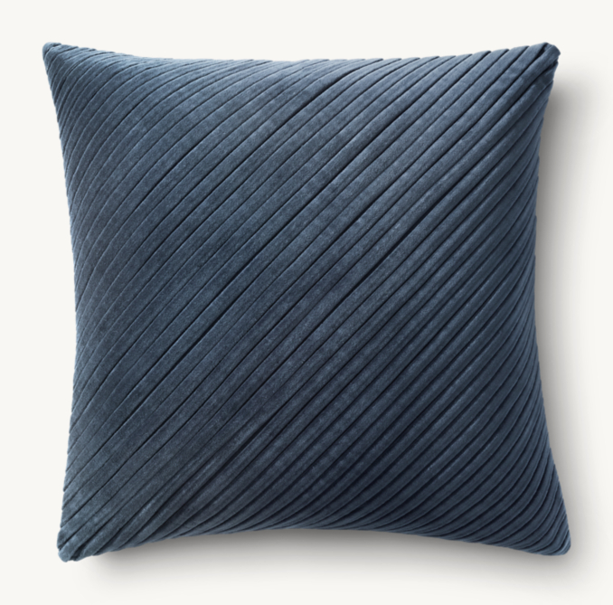 Tucked Cotton Velvet Diagonal Pillow Cover - Square | RH