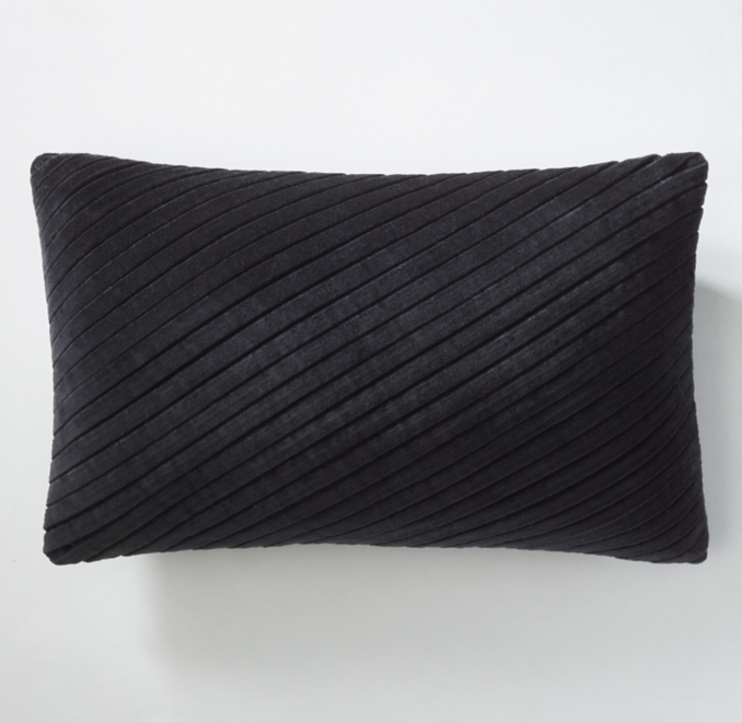 Tucked Cotton Velvet Diagonal Pillow Cover - Lumbar