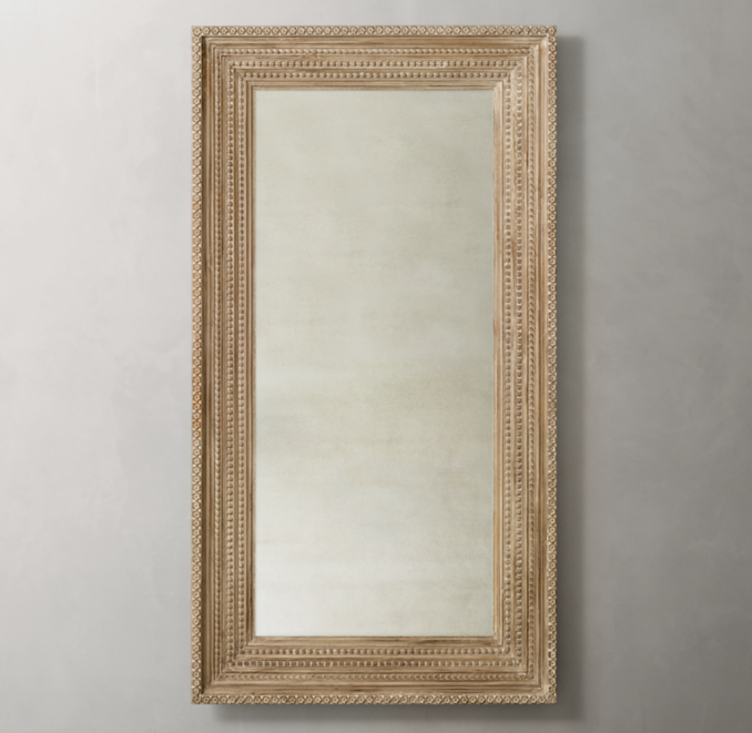 19th C. Hand-Carved Antiqued Glass Mirror