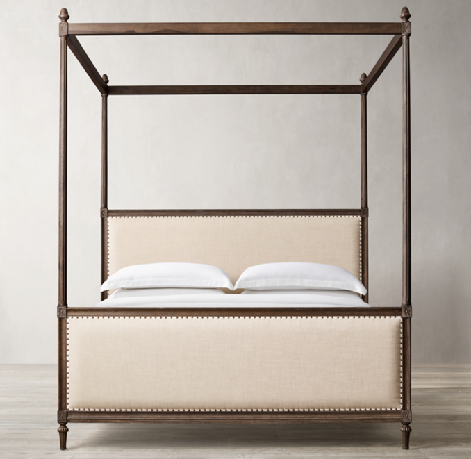 Maison Fabric Panel Canopy Bed with Footboard