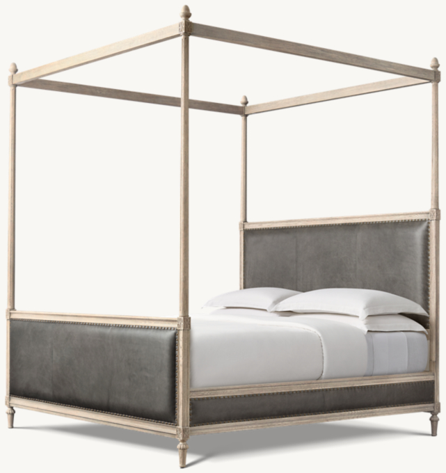 Maison Leather Panel Canopy Bed with Footboard | RH