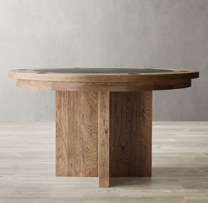 Brunswick Oak & Leather Game Table | RH