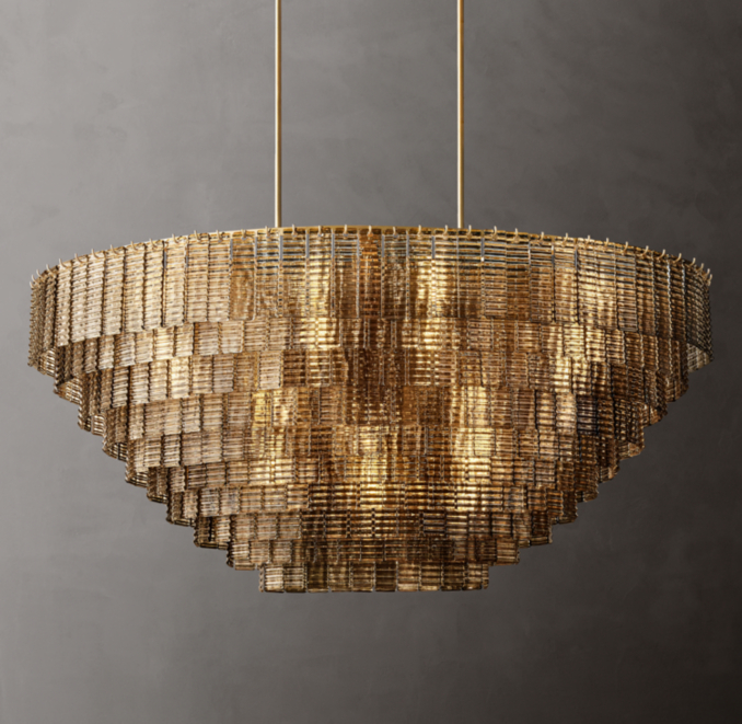 Sirene Smoke Glass Oval Chandelier 65"