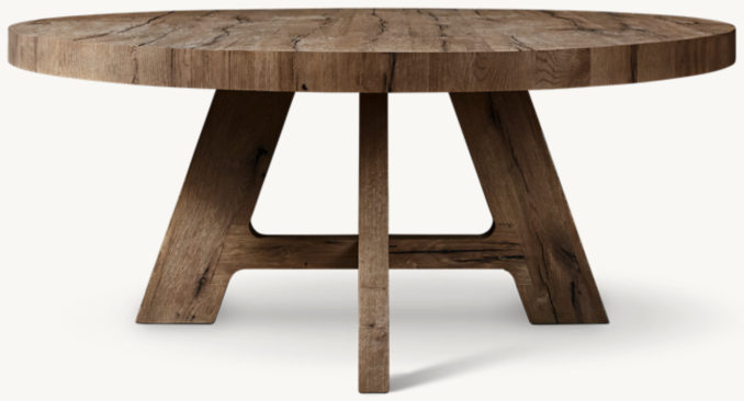 Davos Oak Round Dining Table Collection | RH