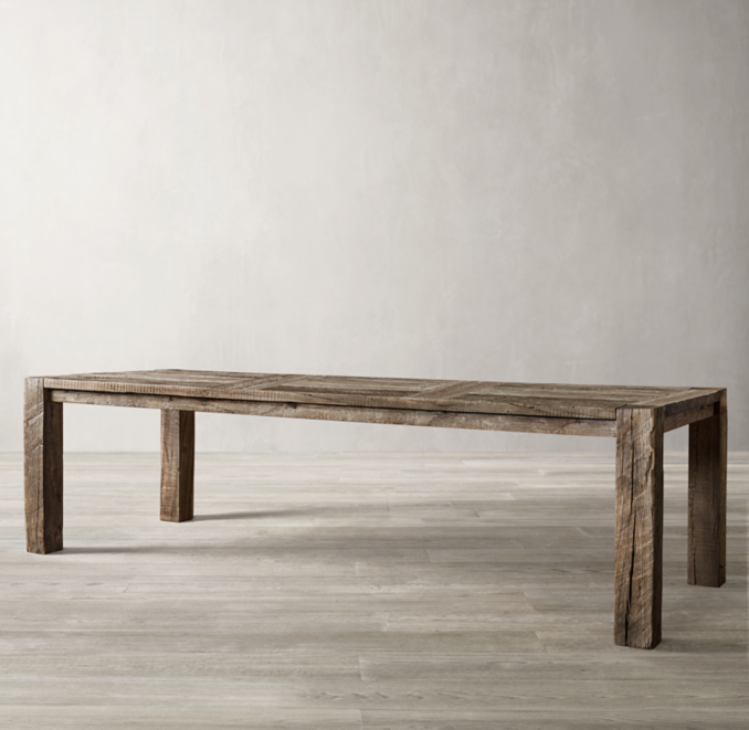 Reclaimed Rustic Oak Parsons Rectangular Dining Table