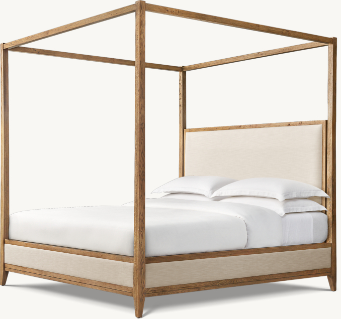 Cayden Campaign Fabric Panel Canopy Bed | RH