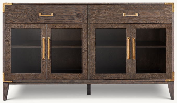 Cayden Campaign Glass 4-Door Dining Sideboard | RH