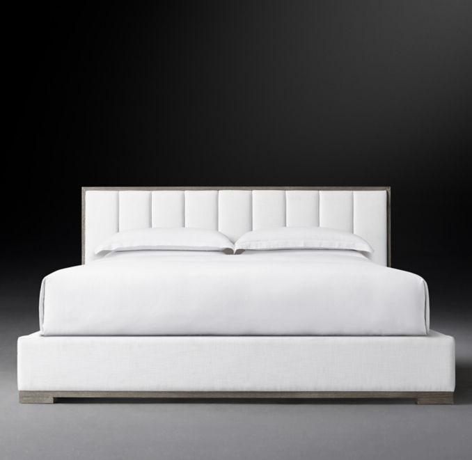 Modena Fabric Framed Vertical Channel Panel Platform Bed