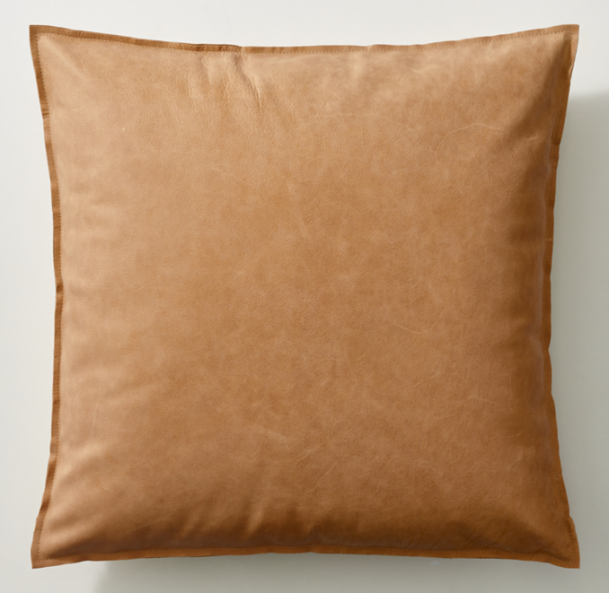 Sherwood Leather Flange Pillow Cover - Square
