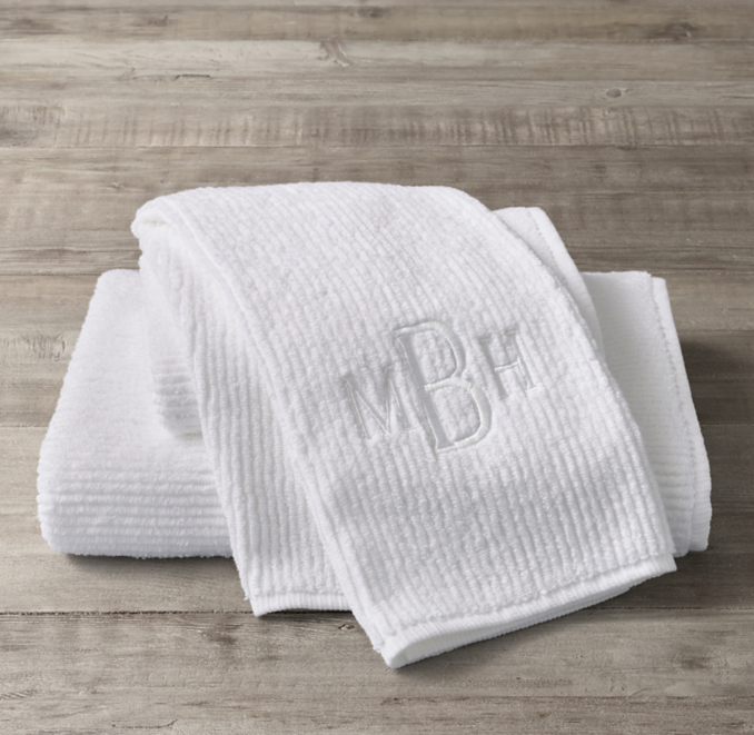 Monogrammed Ribbed Cotton-Linen Terry Towel Collection | RH