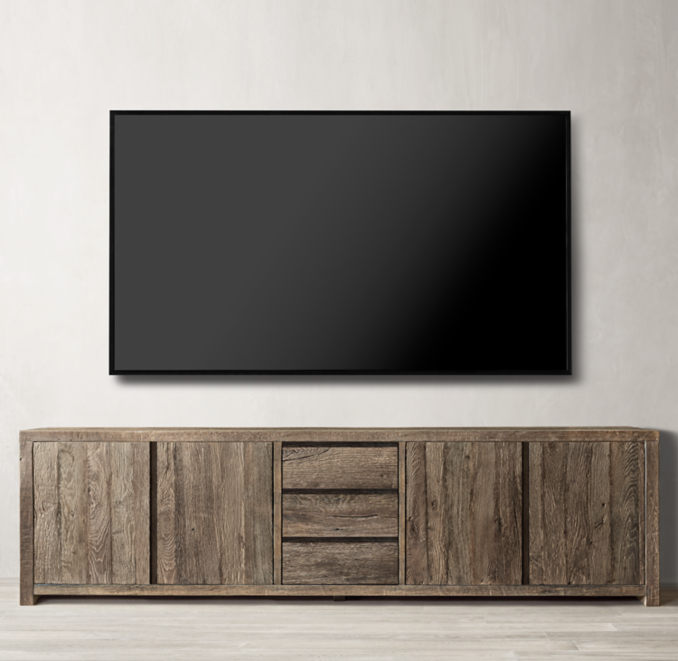 Reclaimed Rustic Oak Media Console With Drawers