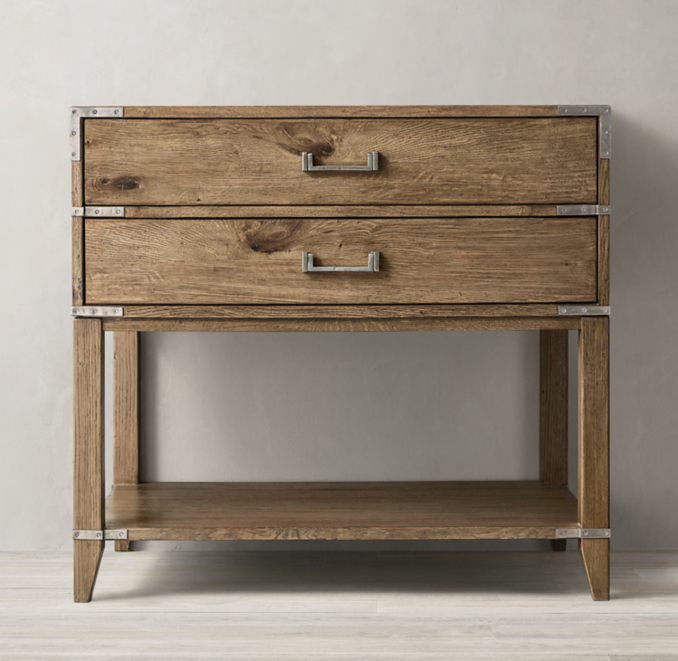 Cayden Campaign Single Washstand Base with Corner Brackets