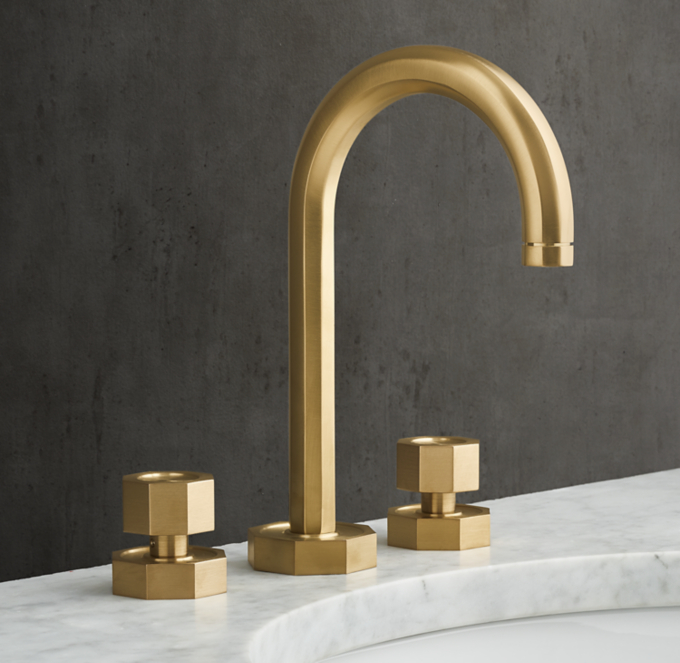 Lambeth Faceted Knob-Handle 8" Widespread Gooseneck Faucet