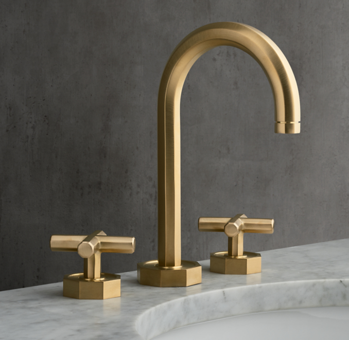 Lambeth Faceted Cross-Handle 8" Widespread Gooseneck Faucet | RH