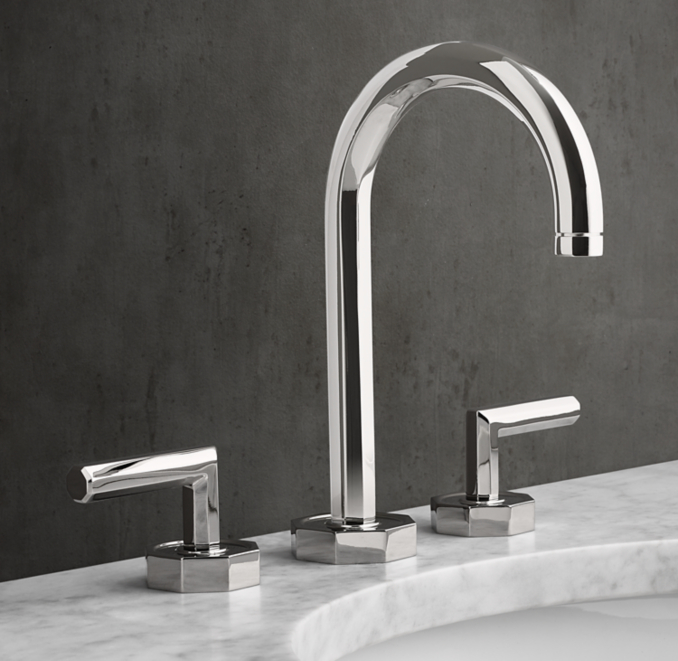 Lambeth Faceted Lever-Handle 8" Widespread Gooseneck Faucet
