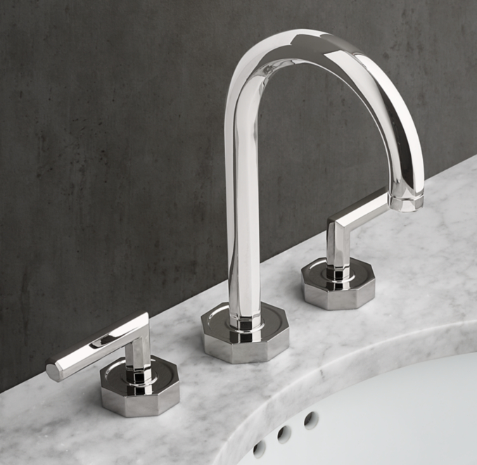 Lambeth Faceted Lever-Handle 8" Widespread Gooseneck Faucet