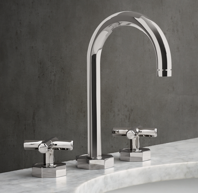 Lambeth Faceted Cross-Handle 8" Widespread Gooseneck Faucet