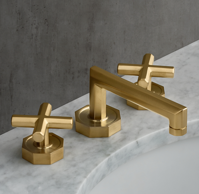 Lambeth Faceted Lever-Handle Low-Profile Widespread Faucet