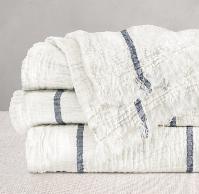 Ynez Belgian Flax Linen Stripe Throw