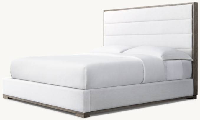 Modena Fabric Framed Horizontal Channel Panel Platform Bed | RH