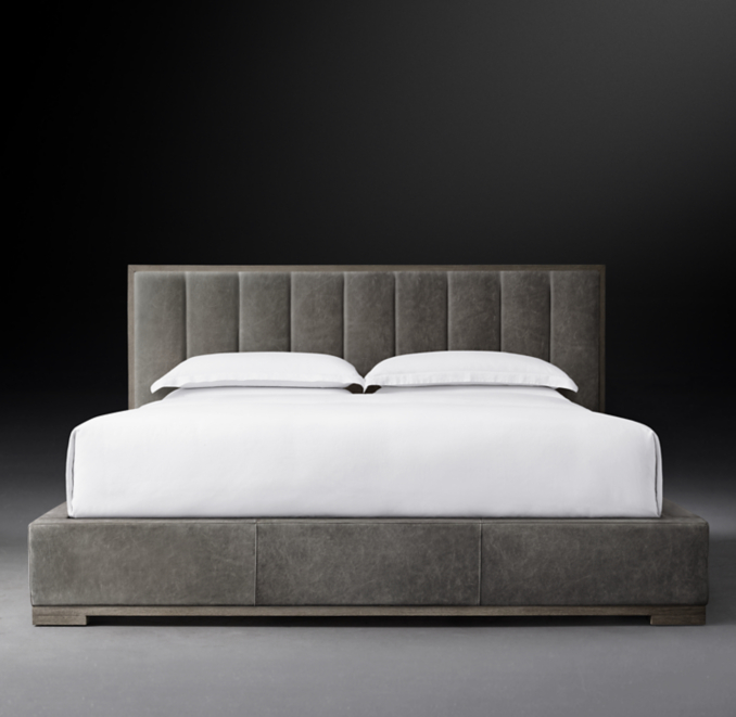 Modena Leather Framed Vertical Channel Panel Platform Bed