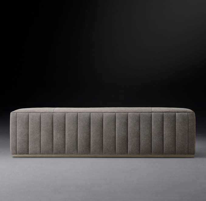 Rex Channel Leather Bench - Oak Base