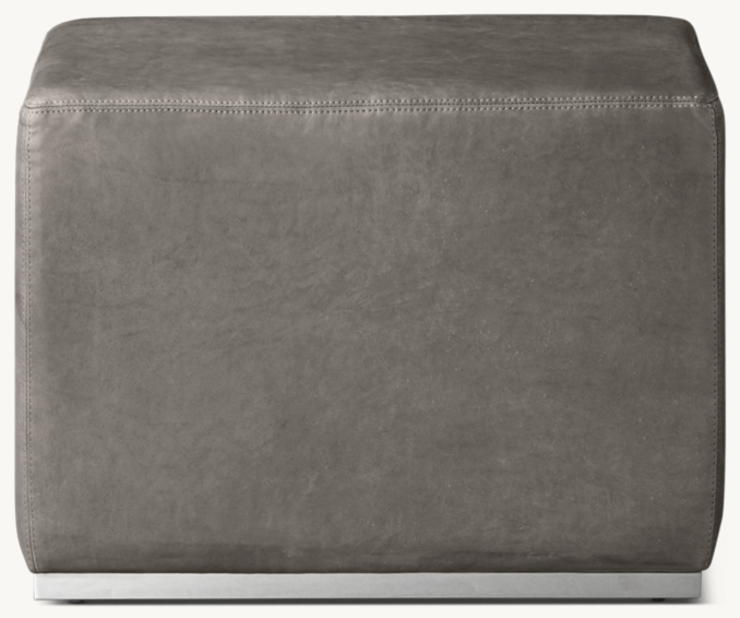 Rex Rectangular Leather Ottoman - Metal Base | RH